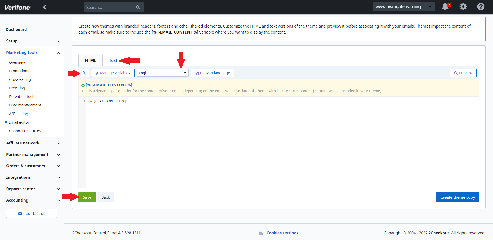 Emails | Documentation | 2Checkout